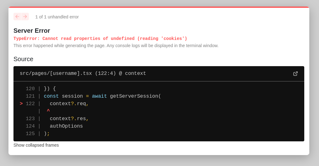 getServerSession: [TypeError]: Cannot read properties of undefined (reading 'cookies') · Issue ...