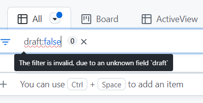 [Project Beta] Negated Draft Filter Shows Draft PRs · community · Discussion #20530 · GitHub