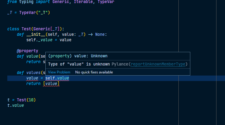 Type of property unknown from within the class itself · Issue #3488 · microsoft/pyright · GitHub