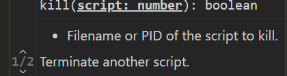 kill(...) in game documentation is confusing, as there are 2 versions. · Issue #356 · bitburner ...