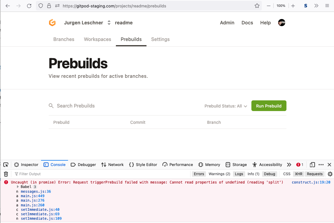 Error running prebuilds on GitLab self-hosted v12.x · Issue #7453 · gitpod-io/gitpod · GitHub