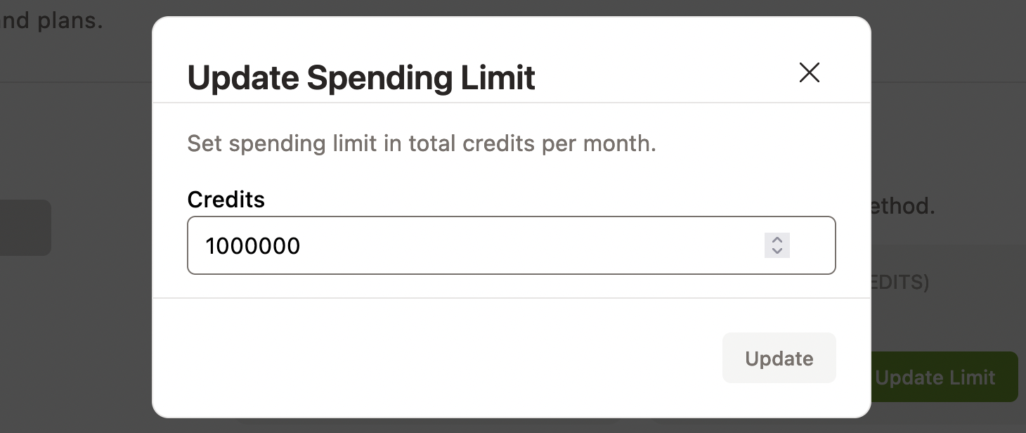 Spending limit UI should show that denomination is in credits · Issue ...