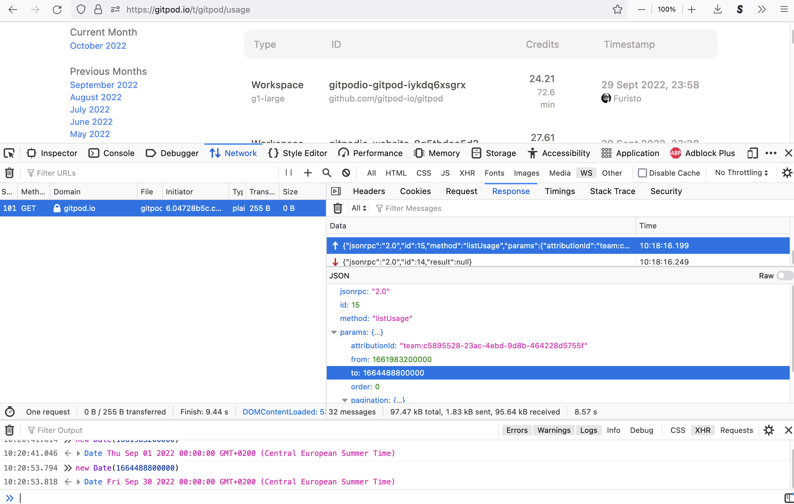 Usage View Date Range Is Off For Previous Month · Issue 13521 · Gitpod Iogitpod · Github 