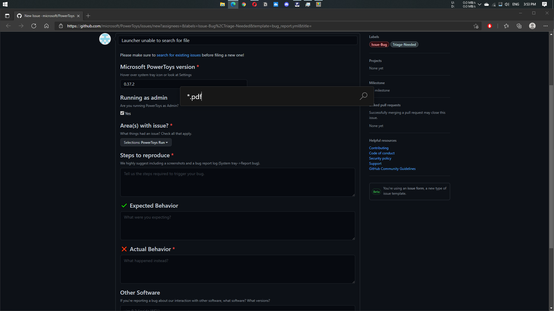 Launcher Unable To Search For File · Issue 11570 · Microsoftpowertoys · Github