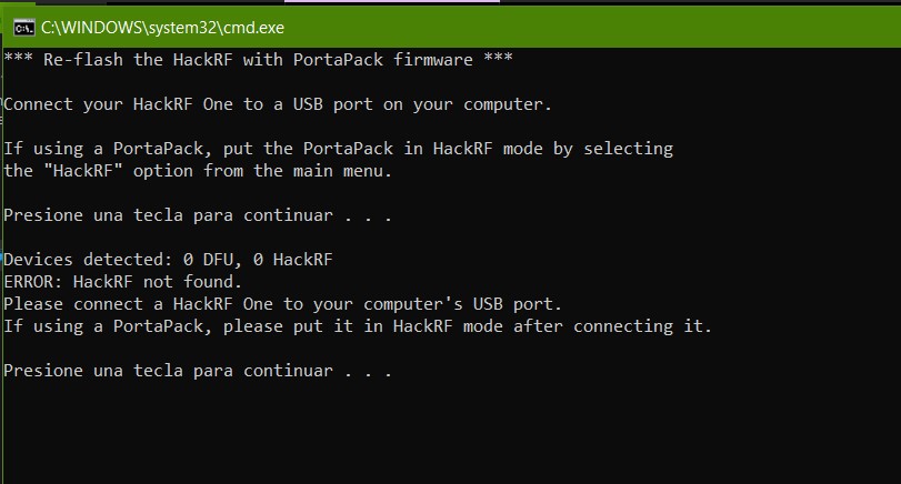 It is impossible to upgrade hackrf one & portapack h2 from Mayhem ...
