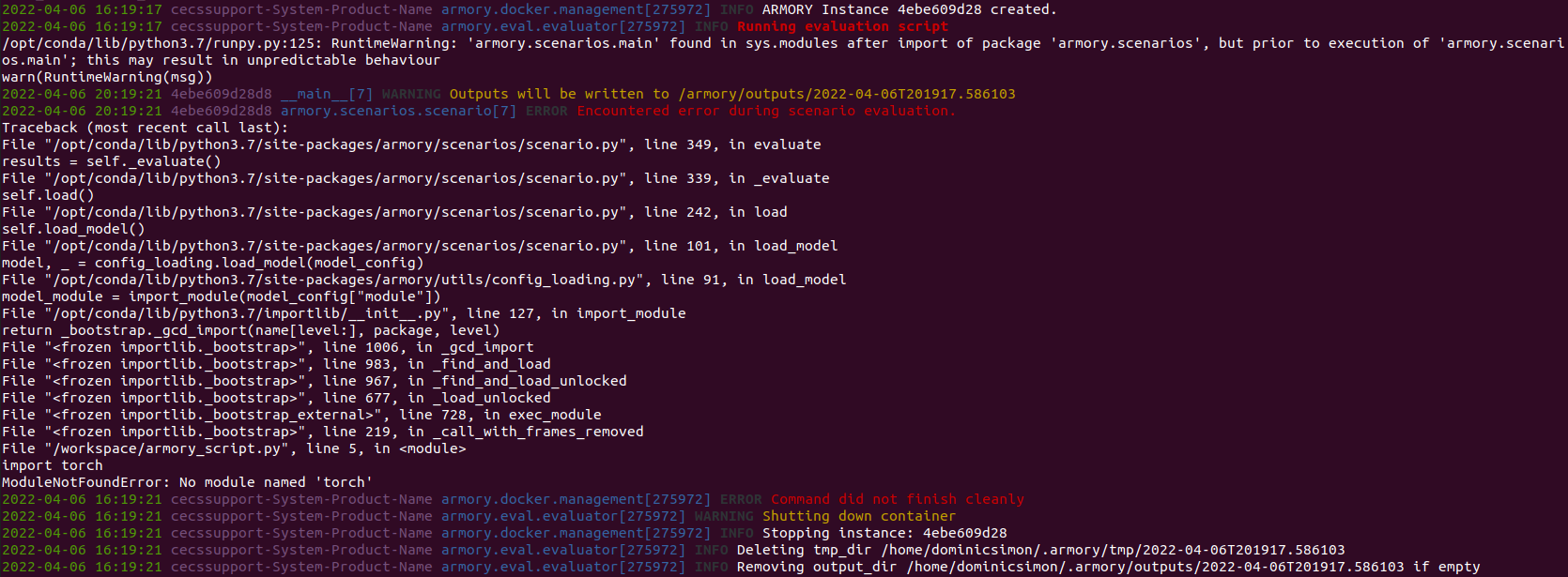 Armory Scenario Not Finding Torch Module While Using Custom Model · Issue #1396 · twosixlabs ...