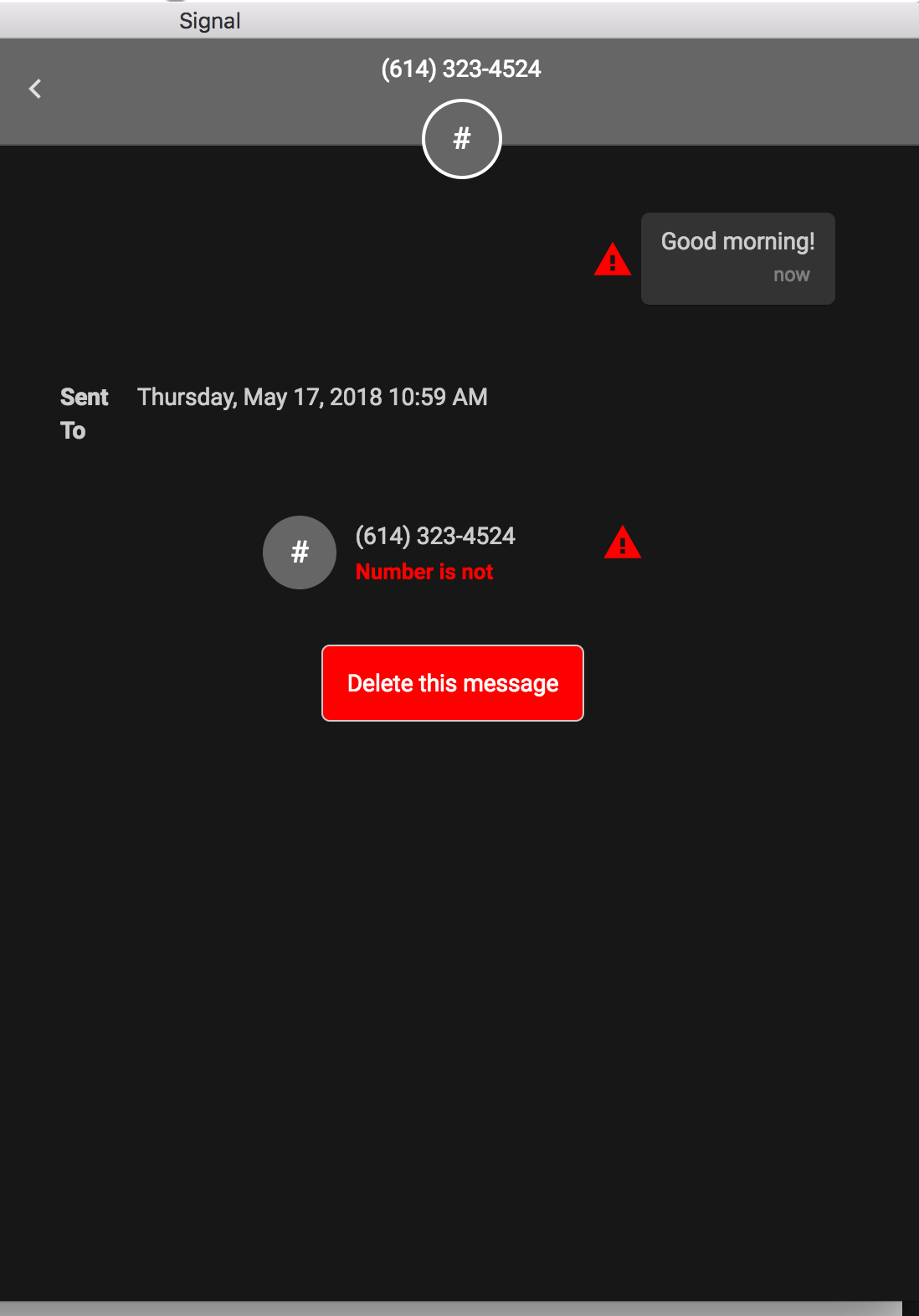 "Number is not registered" error message is cut off on detail screen ...