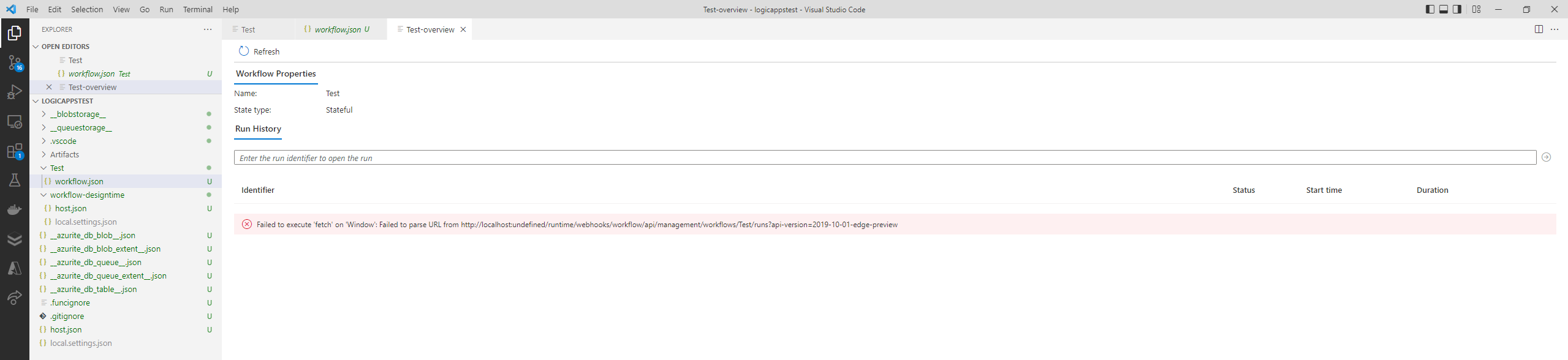 VSCode - Can't see workflow run history since version 1.0.6 · Issue #551 · Azure/logicapps · GitHub