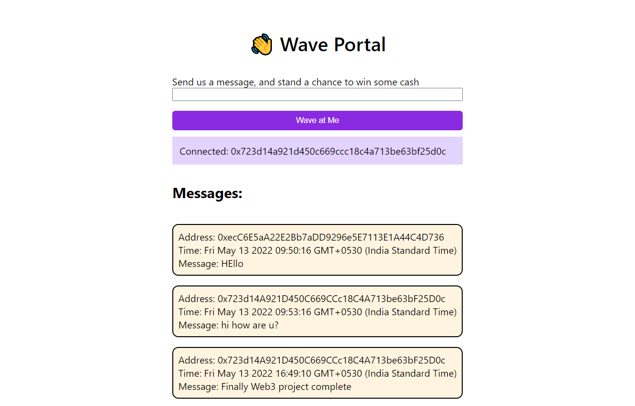GitHub - FidalMathew/Wave-Portal: Send messages to the blockchain, and ...