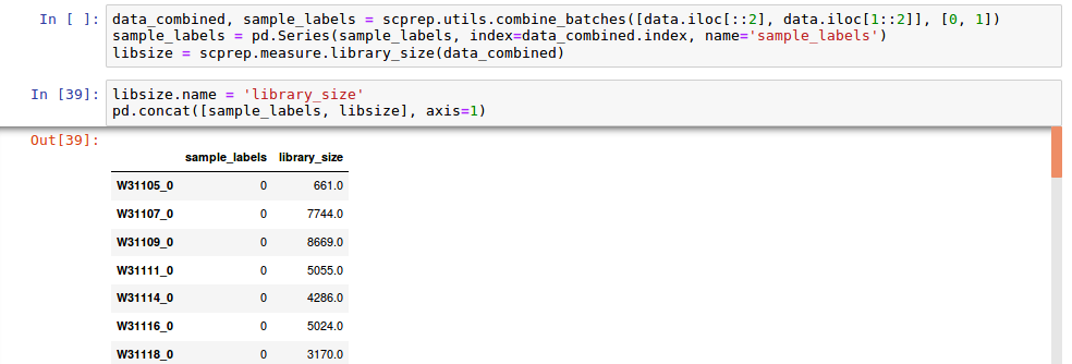scprep.utils.combine_batches should return sample labels as a dataframe ...