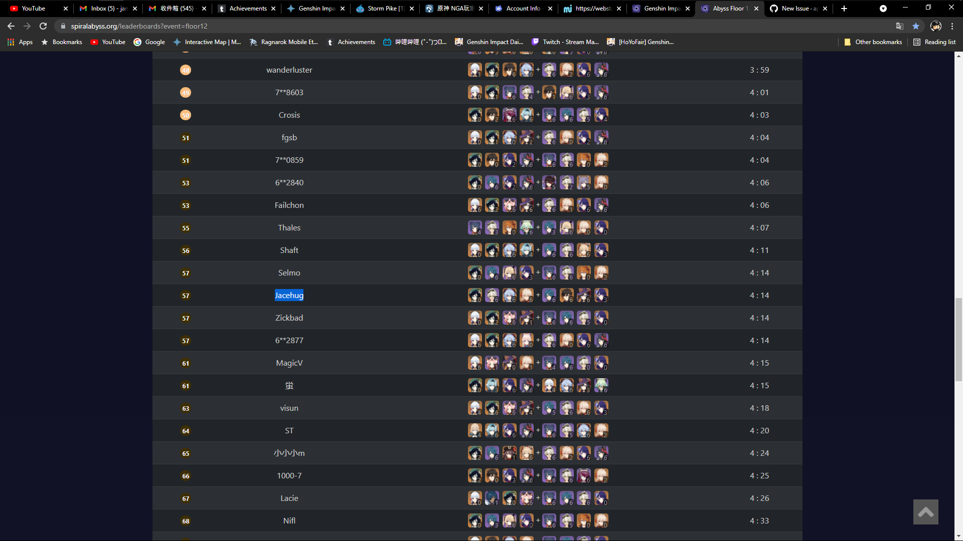 Abyss Leader board isnt updating properly? · Issue #47 · appsample-com/spiral-abyss · GitHub
