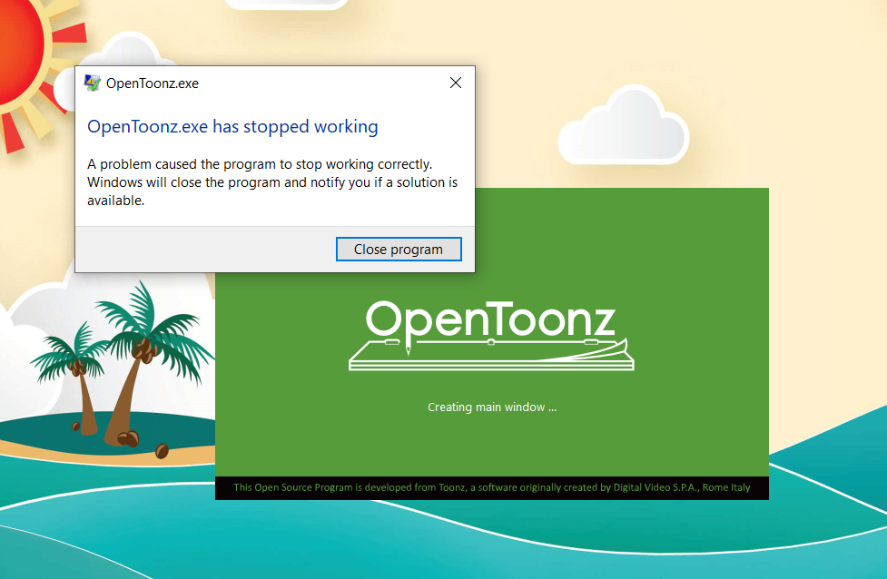 Help Opentoonz Never Gets Past The Creating Main Window Part Of The