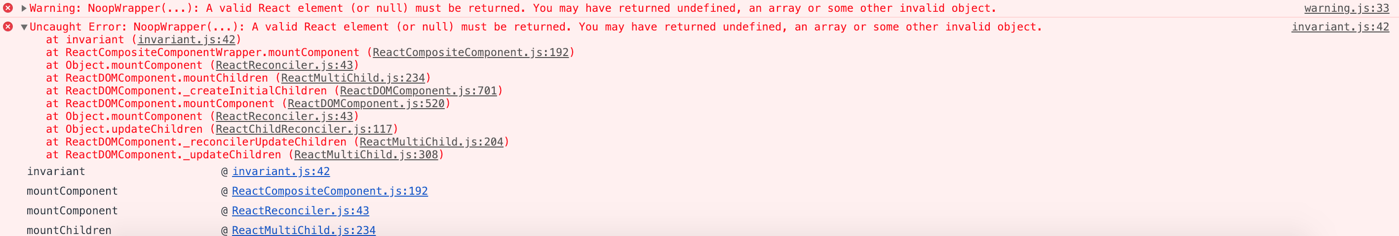 Uncaught Error Noopwrapper A Valid React Element Or Null Must Be Returned You May Have