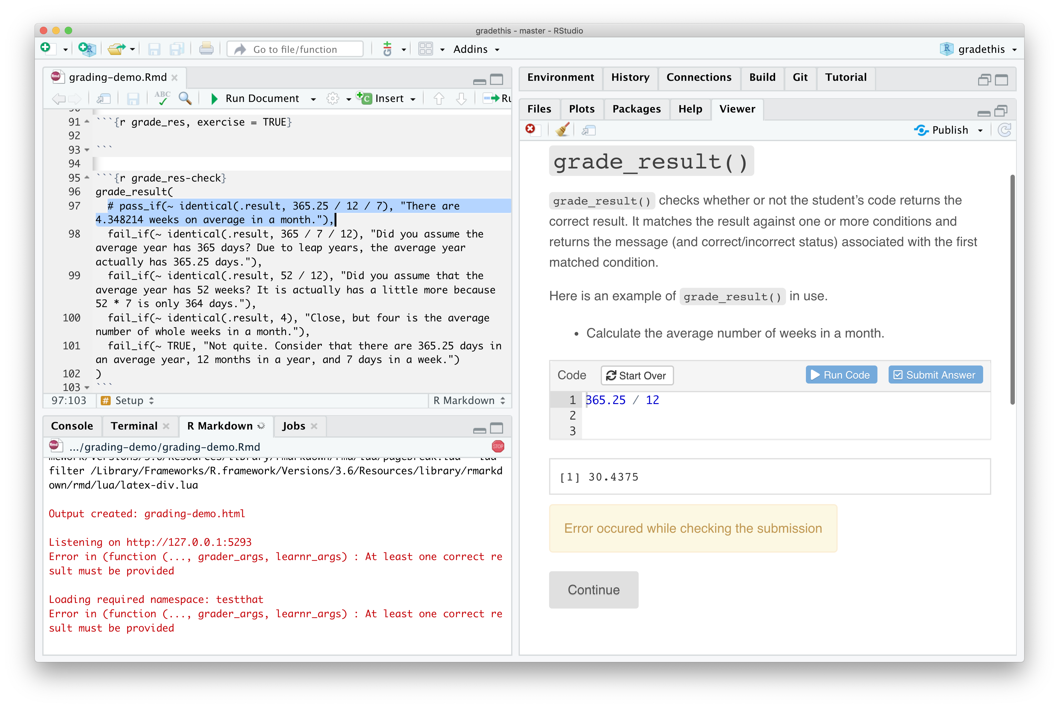Grade result Should Not Require A Pass if Issue 118 Rstudio