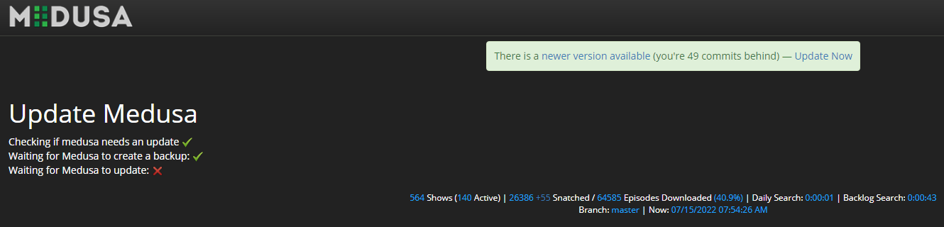 Waiting for Medusa to update: X · Issue #10824 · pymedusa/Medusa · GitHub