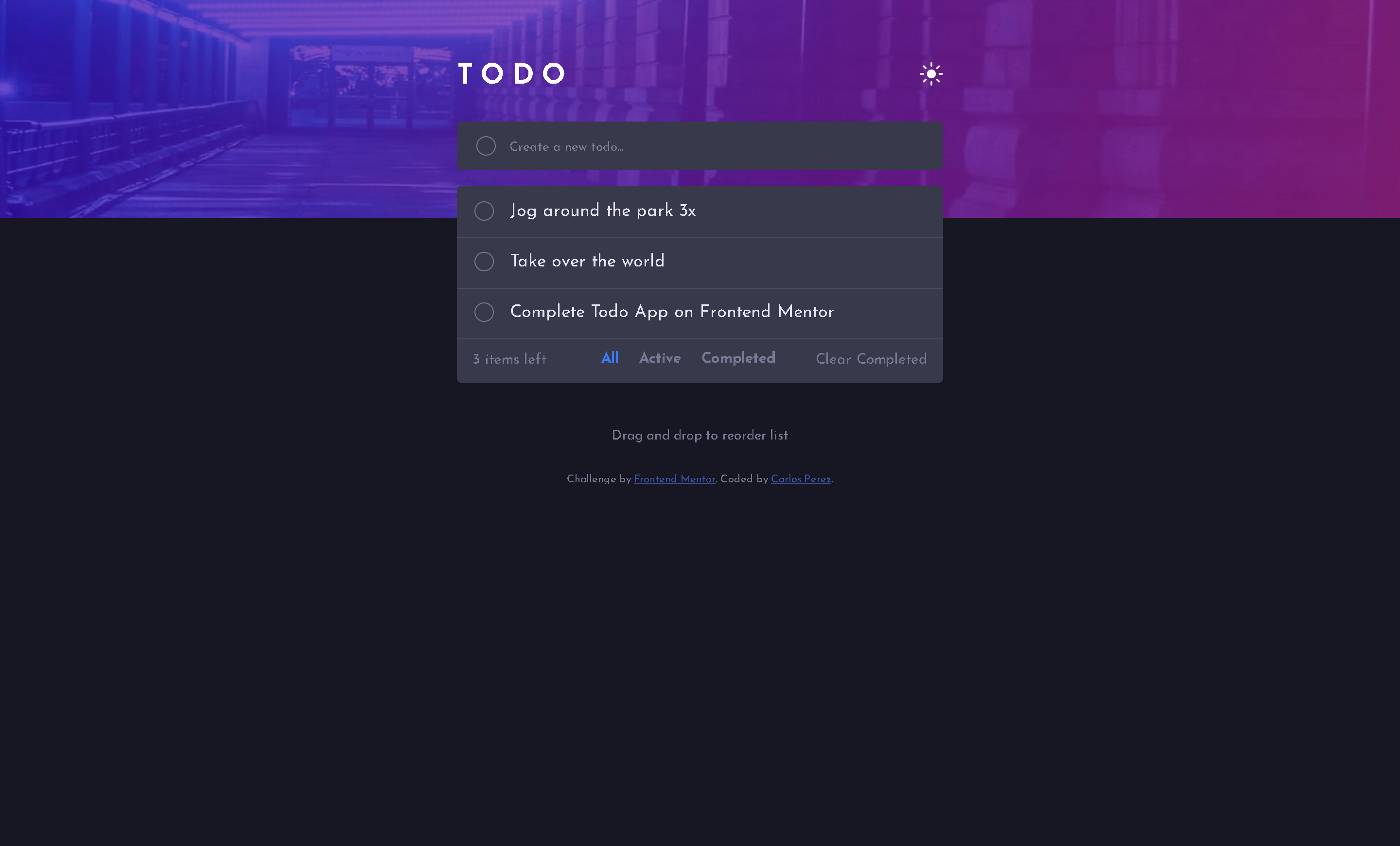 GitHub - Carlos-A-P/ToDo-List: This is a todo list challenge from frontend mentor. Important ...