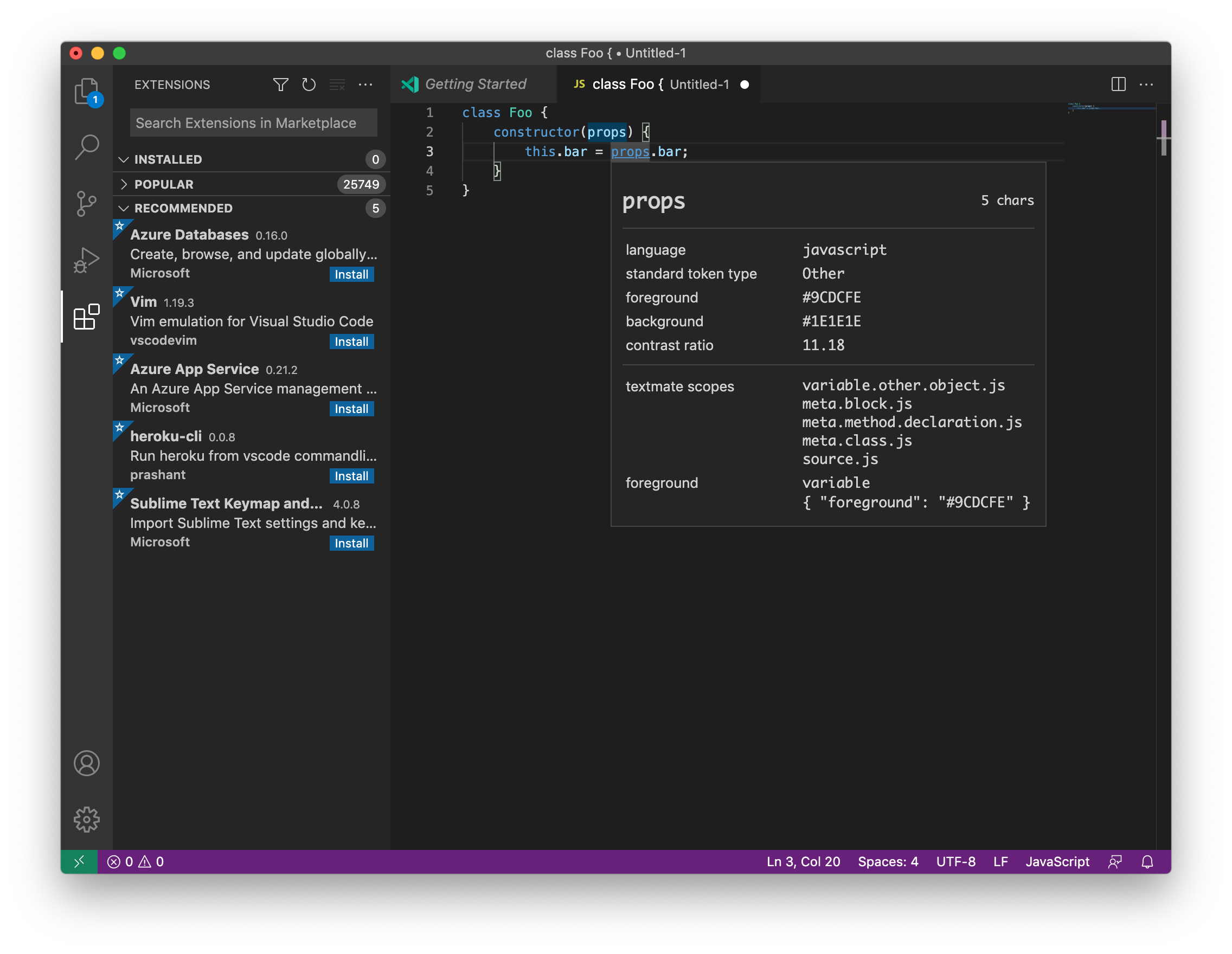 Semantic Highlighting Is Not Tokenizing In Untitled Javascript File · Issue 121337 · Microsoft