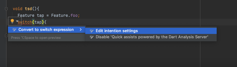 Switch Case Not Showing "add missing case clauses" · Issue #52607 · dart-lang/sdk · GitHub
