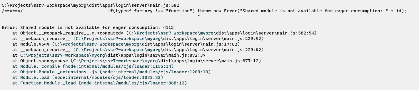 Module Federation SSR error: "Shared module is not available for eager consumption" · Issue ...