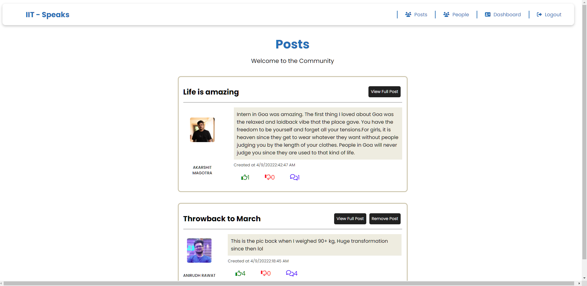GitHub - geeKASR/IIT-Speaks: Community Based Social MERN Stack Web App