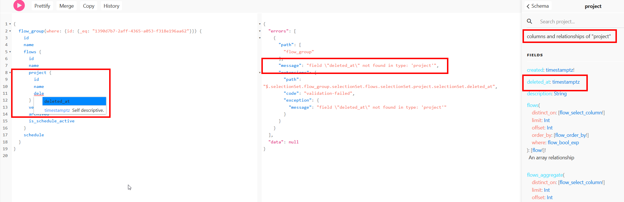 Graphql Project Object Does Not Have Attribute Deletedat · Issue 5851 · Prefecthqprefect · Github 3886