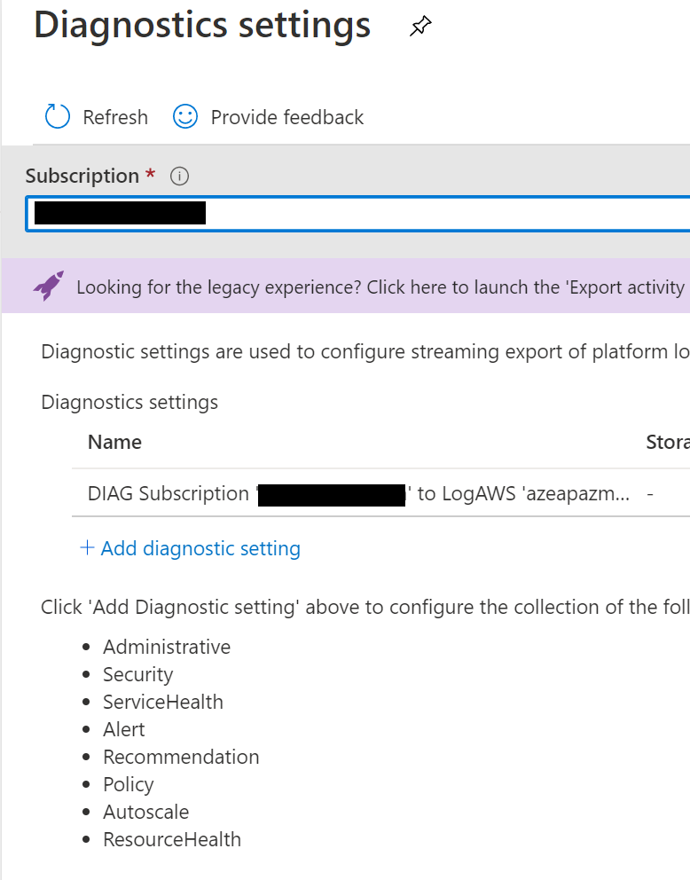 Set-AzDiagnosticSetting fails when resource ID is a subscription · Issue #12705 · Azure/azure ...