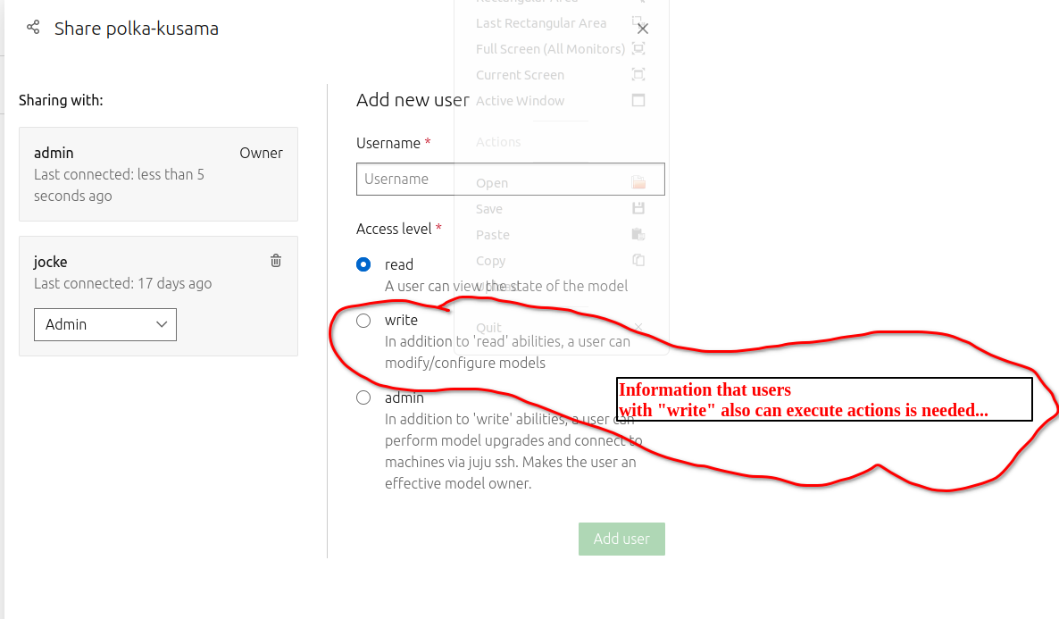 Information about "actions" for updating model user access · Issue #1037 · canonical/juju ...