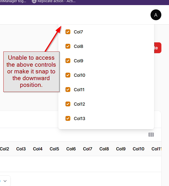 RelationManager toggaleable() with many columns renders offscreen ...