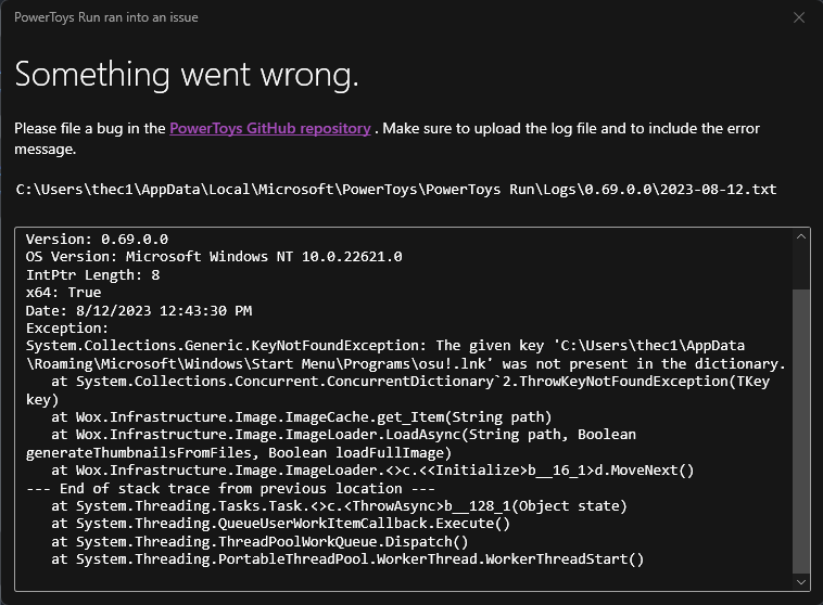 Error when starting windows with powerToys · Issue #27955 · microsoft/PowerToys · GitHub