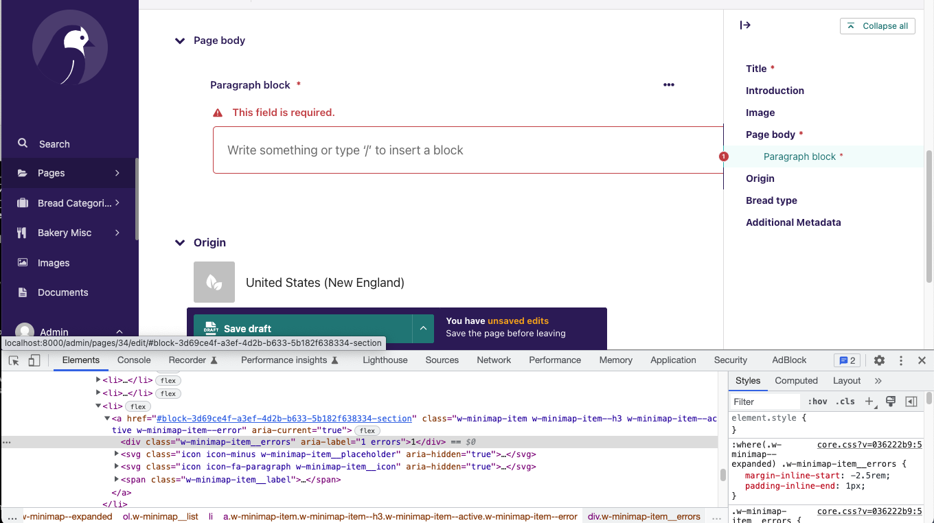Incorrect pluralisation for "{num} errors" in minimap · Issue #9497 · wagtail/wagtail · GitHub