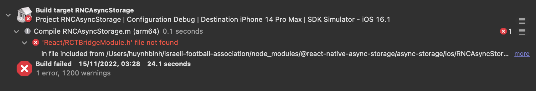 'React/RCTBridgeModule.h' file not found · Issue #873 · react-native-async-storage/async-storage ...