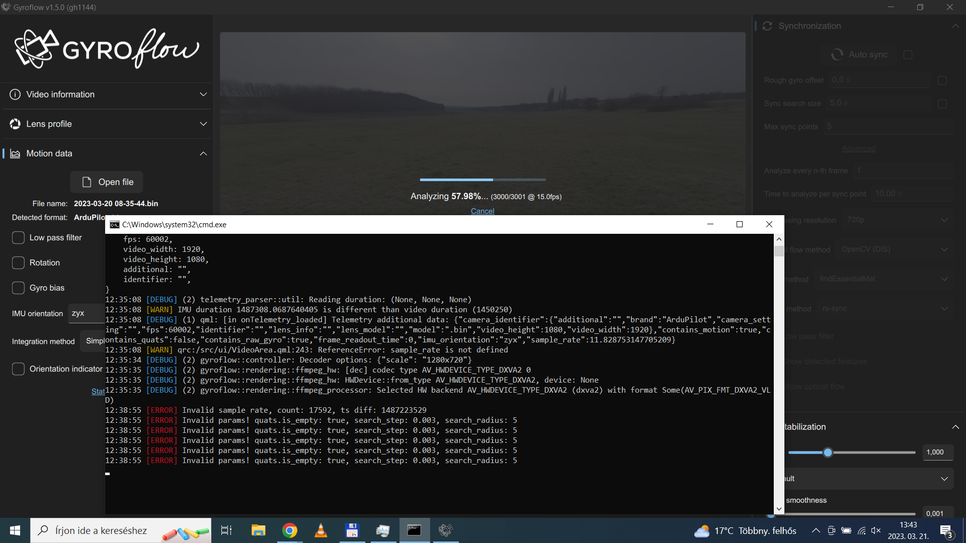 Auto-sync hangs @57.98% · Issue #607 · gyroflow/gyroflow · GitHub