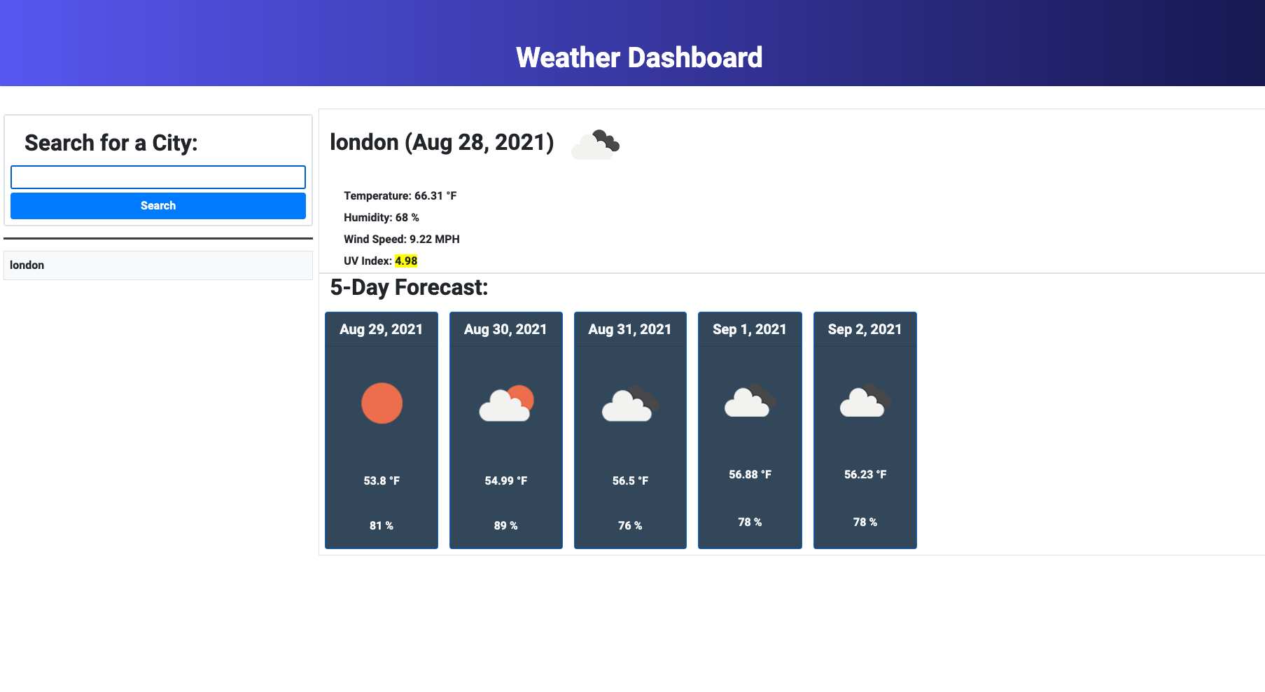 GitHub - DaveToth77/weather-dashboard: A browser based calendar ...