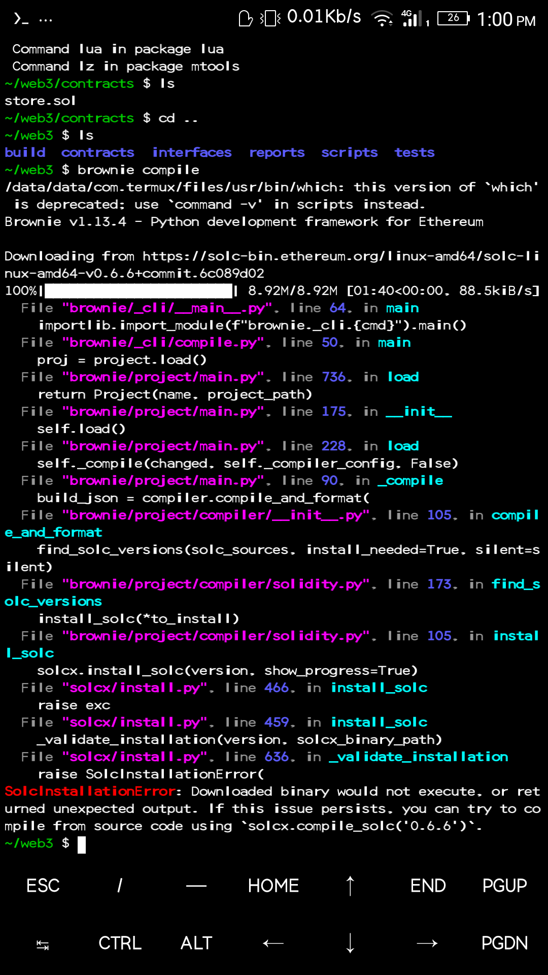 Unable to use eth-brownie on android · Issue #1415 · eth-brownie/brownie · GitHub
