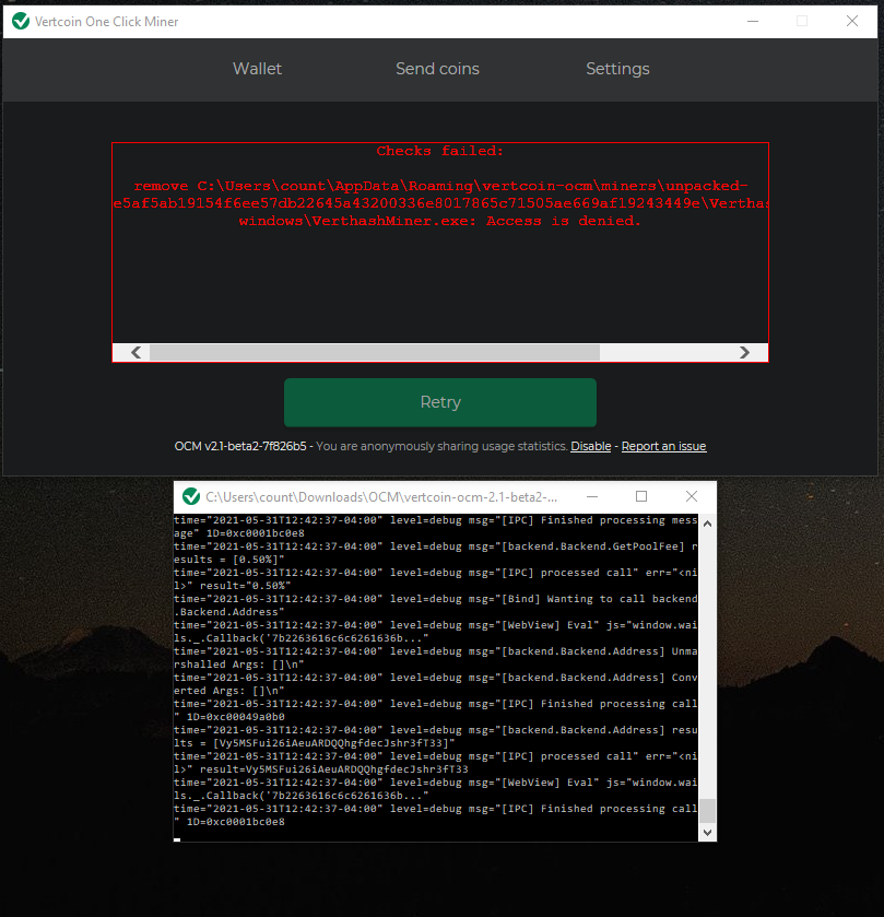 One Click Miner vNext 2.1-beta2 Check Fails · Issue #373 · vertcoin-project/one-click-miner ...