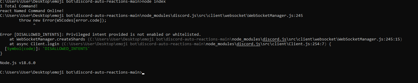 Error · Issue #1 · ThebigbossCE/discord-auto-reactions · GitHub