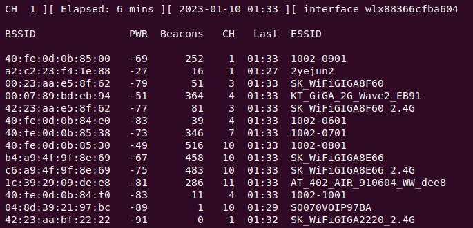 GitHub - exit1100/airodump: 네트워크 프로그래밍 + C언어 코드 구현 실습