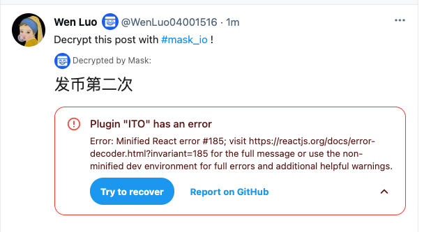[Crash] Error: Minified React error #185 · Issue #3332 · DimensionDev/Maskbook · GitHub