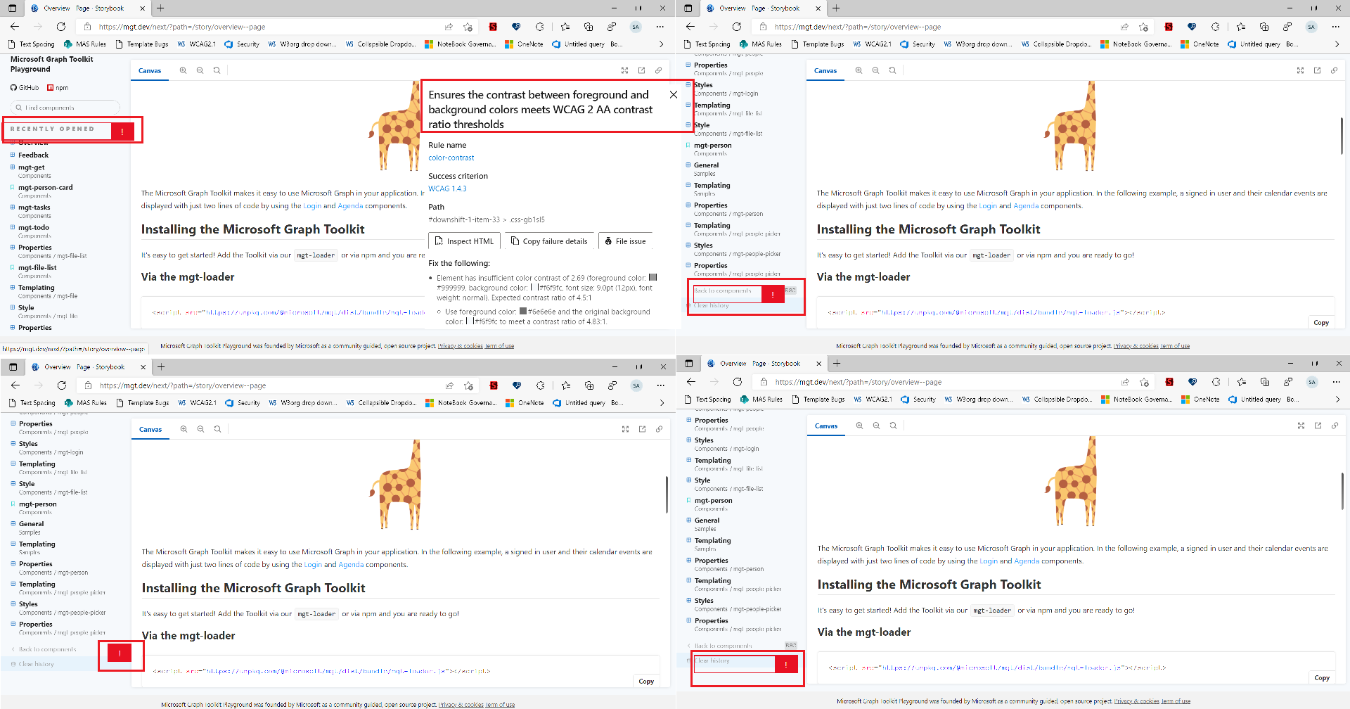 [Accessibility] [Microsoft Graph Toolkit Playground - Overview]: Ensures the contrast between ...