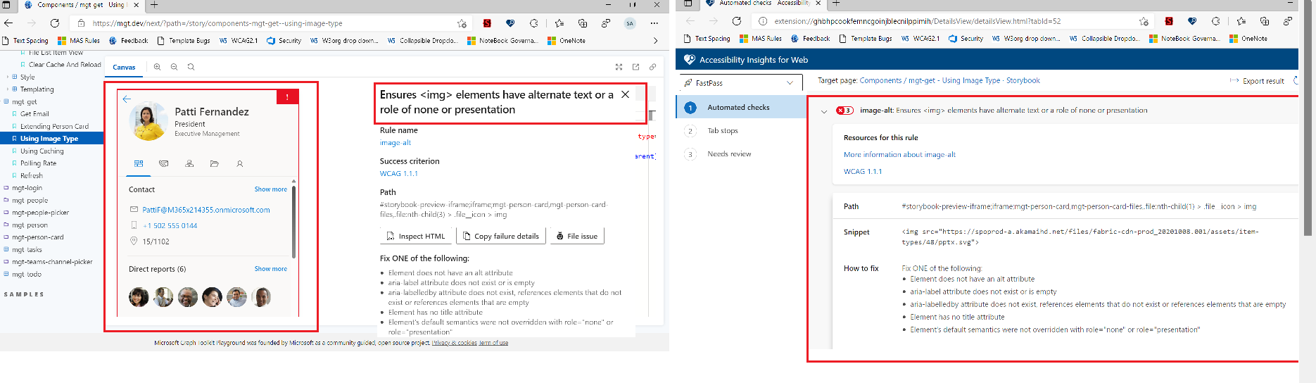 [Accessibility] [Microsoft Graph Toolkit Playground - Home page]: Ensures elements have ...