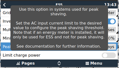 ESS: Improve options for peak shaving in self consumption modes. · Issue #1024 · victronenergy ...