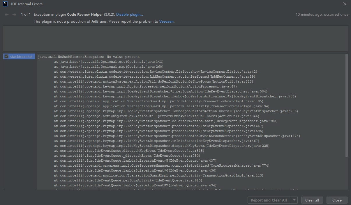 3.0.2版本在idea使用时发生了异常 · Issue #19 · veezean/IntellijIDEA-CodeReview-Plugin · GitHub