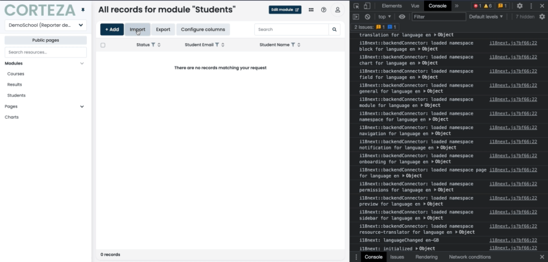 Records not displayed after being imported · Issue #625 · cortezaproject/corteza · GitHub