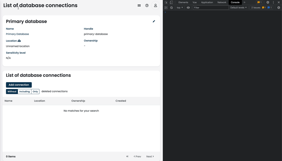Invalid prop type check wehn editing primary database in Connections ...