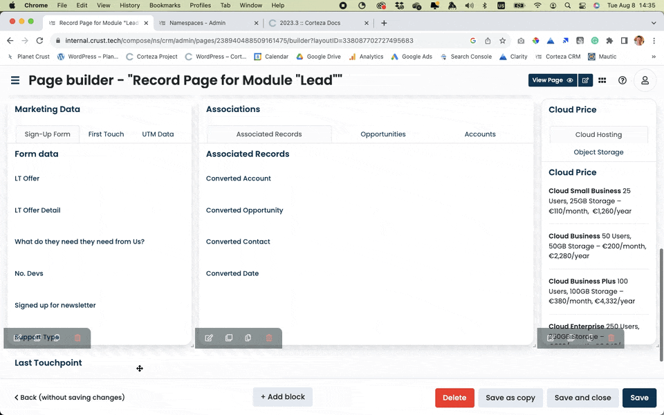 Unable to save page after removing pb first from tabs and then from the ...