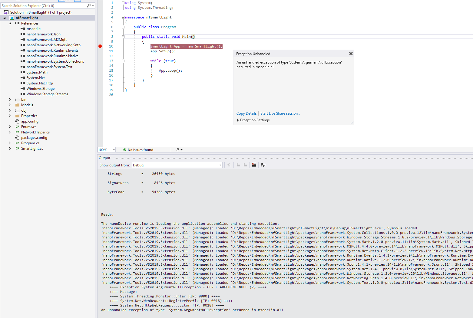 Crash at start of Main() function after integrating some nuget DLLs ...