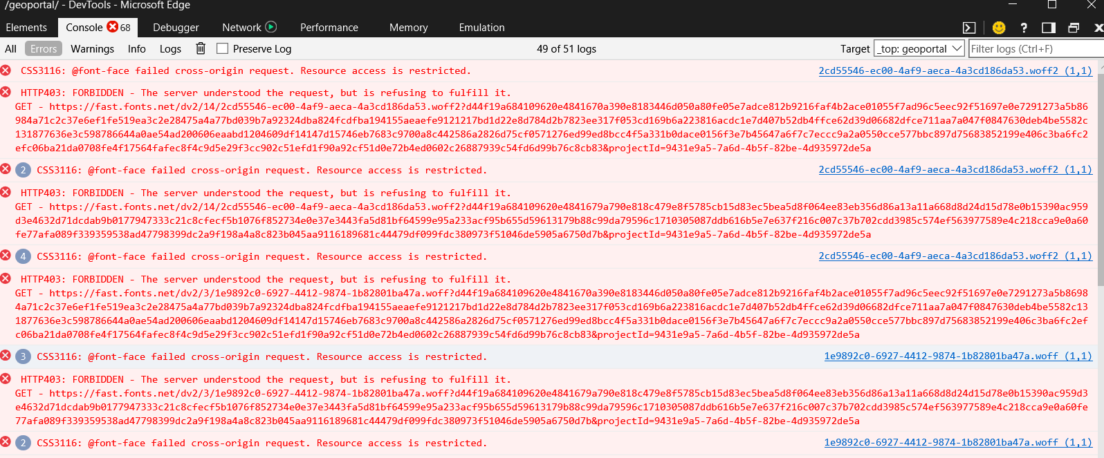 issues with Fast.fonts.com 403 errors from calcite.css/esri.css · Issue #206 · Esri/geoportal ...