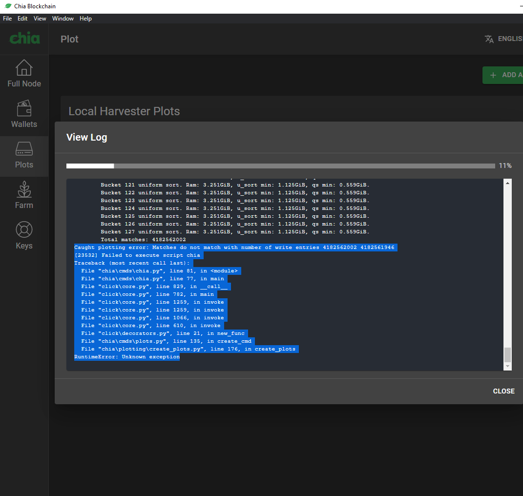 [BUG] Caught plotting error: Matches do not match with number of write entries · Issue #6319 ...