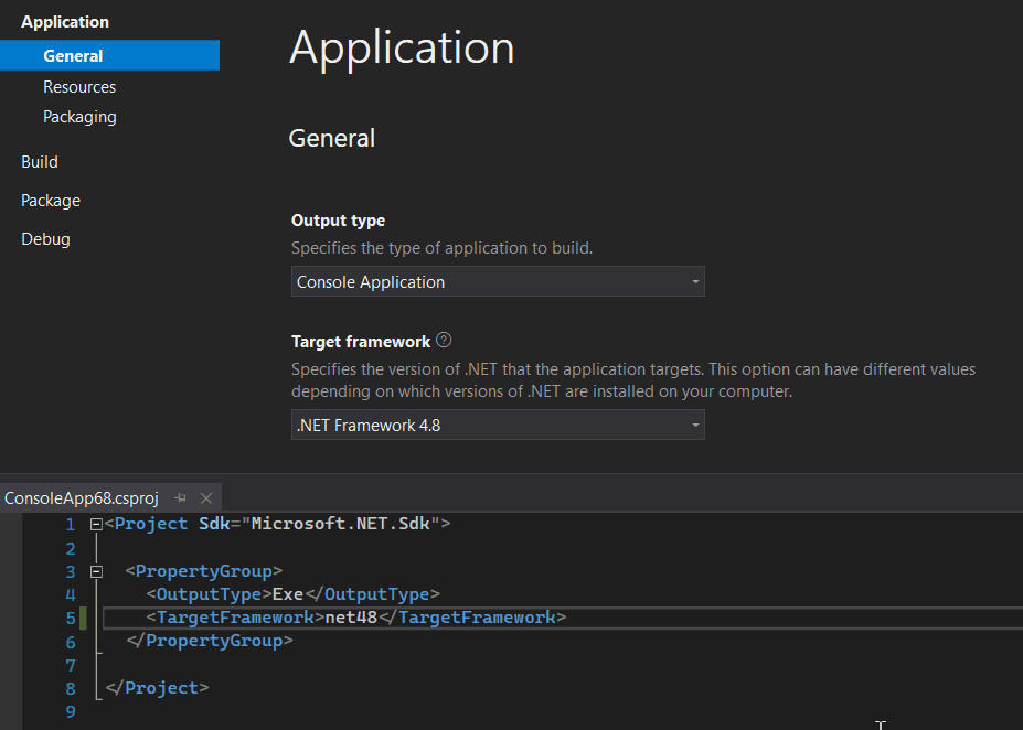 Target framework property is empty if non-canonical representation used ...