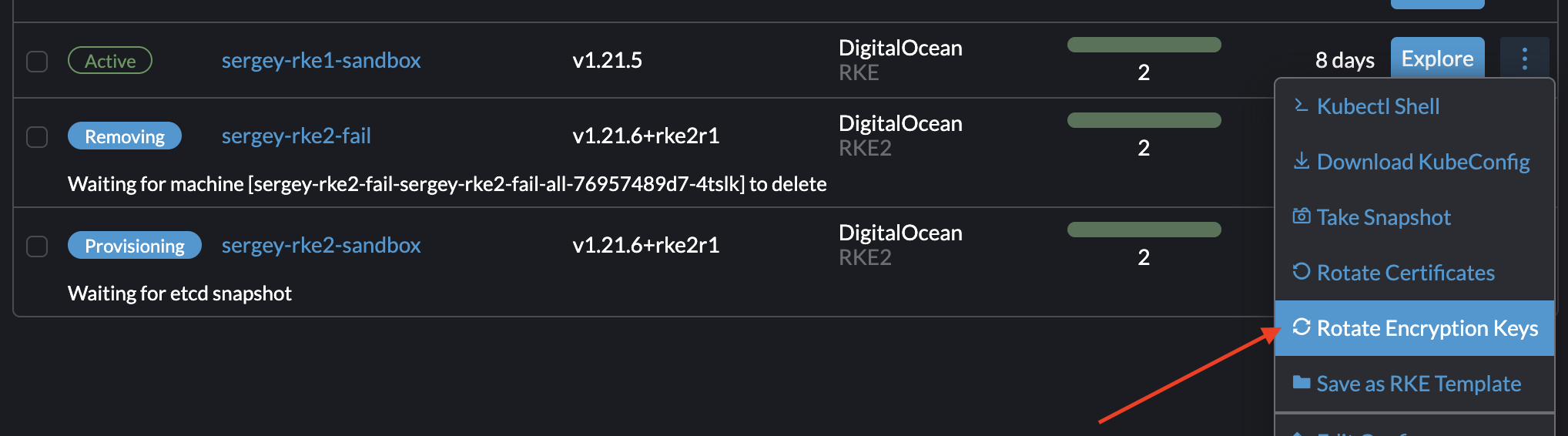 Can rotate encryption keys for RKE2 clusters · Issue #4540 · rancher/dashboard · GitHub